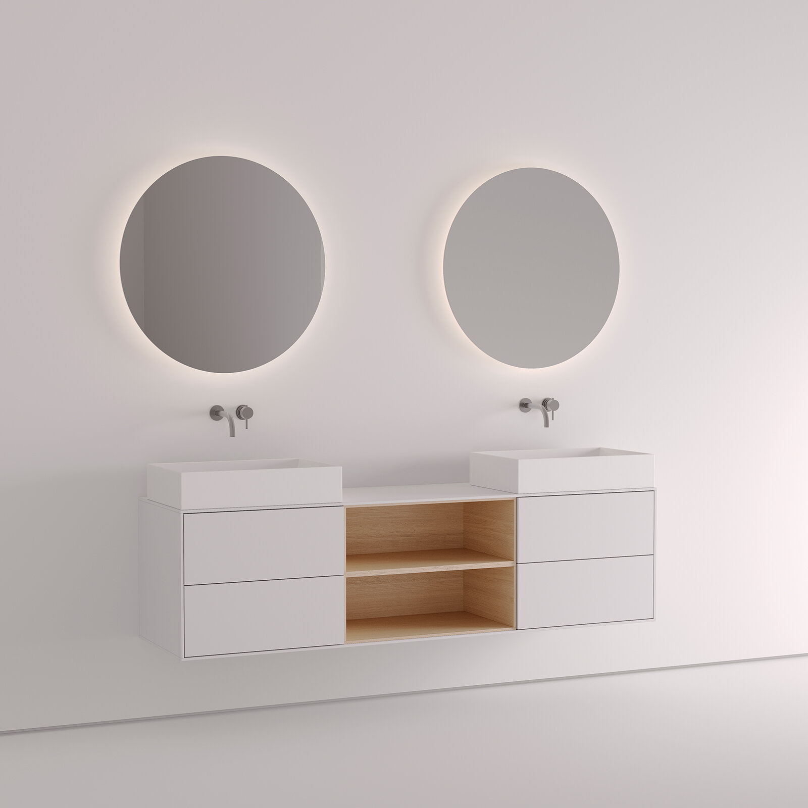 Тумба подвесная под две раковины 150 см. Vivomobili BIANCO ALASKA