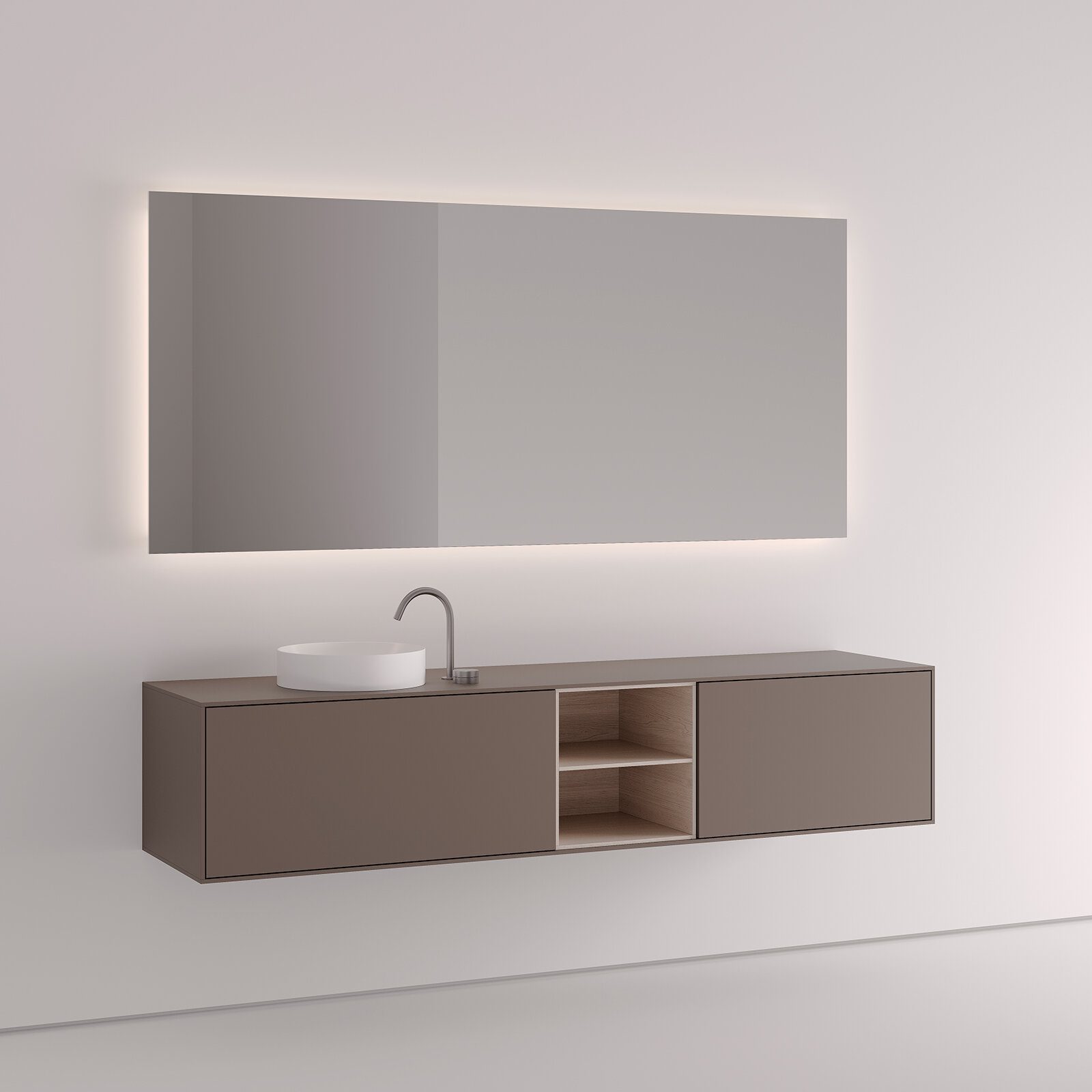 Тумба подвесная под две раковины 150 см. Vivomobili GRIGIO LONDRA