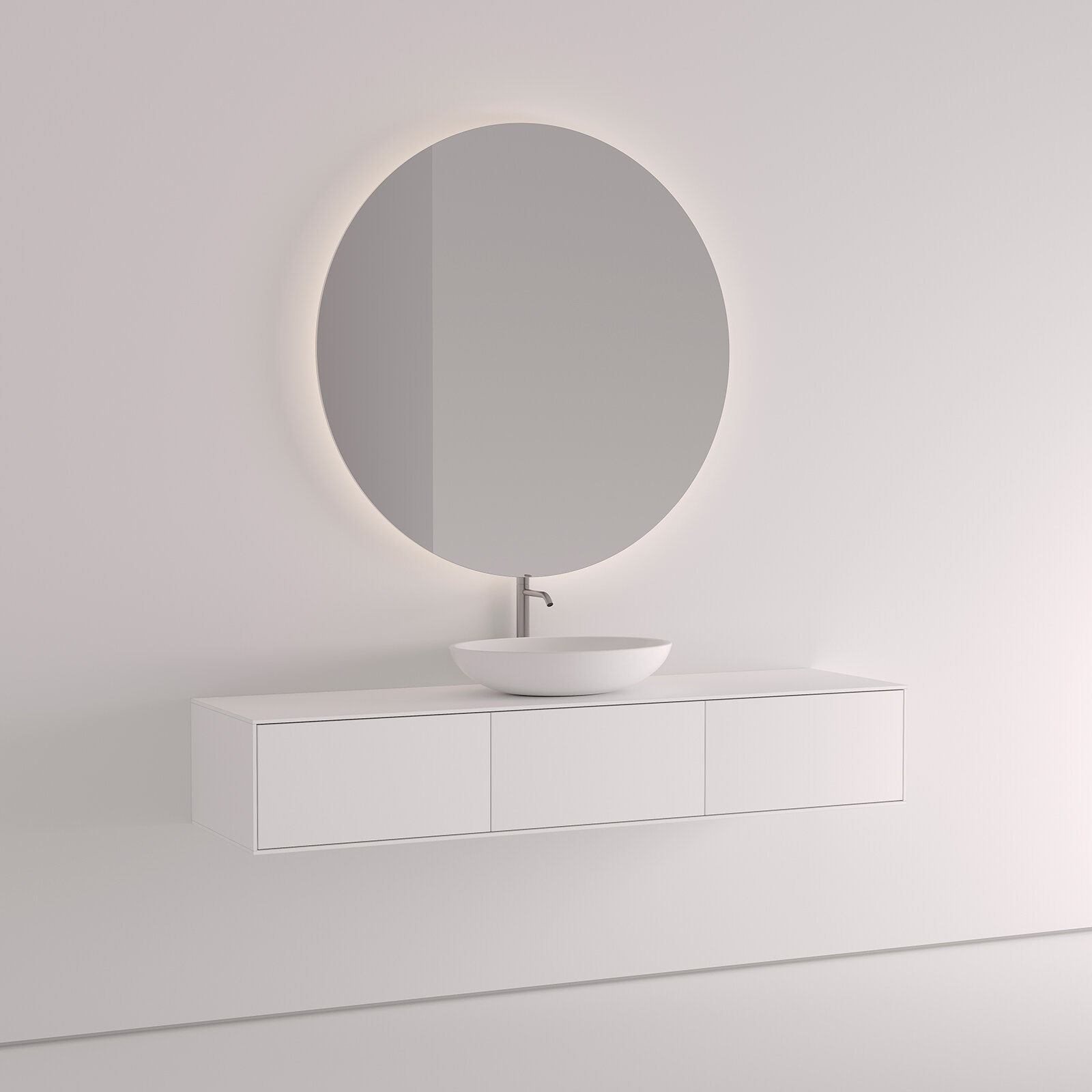 Тумба подвесная под 1 - 2 раковины в ванную 150 см. Vivomobili BIANCO KOS