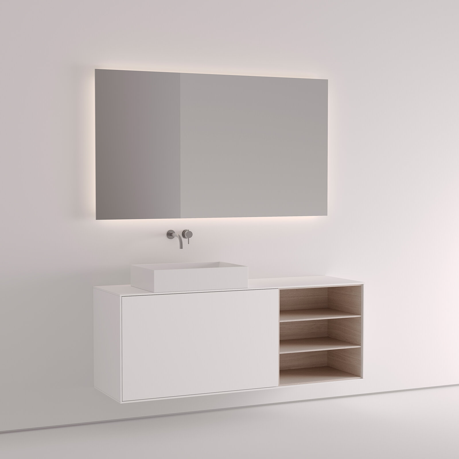 Дизайнерская тумба под 2 раковины 130 см. Vivomobili BIANCO KOS