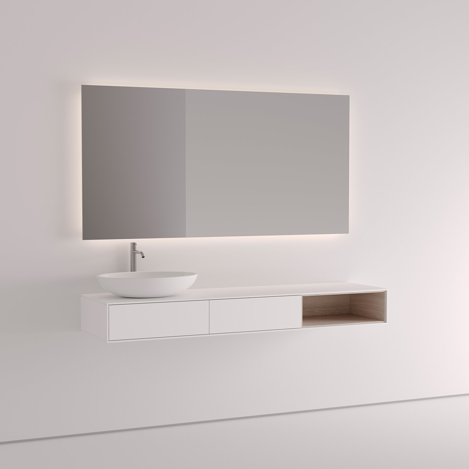 Тумба подвесная под 2 раковины 130 см. Vivomobili BIANCO KOS