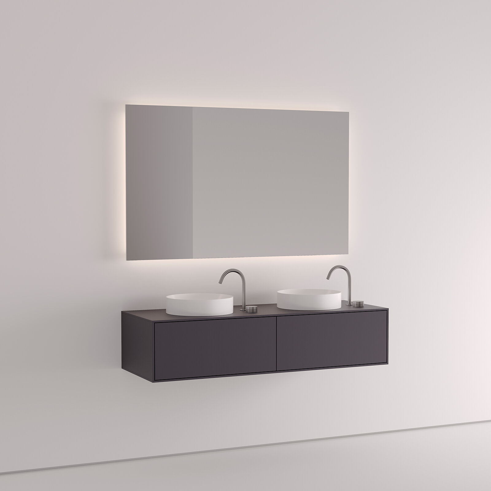 Тумба подвесная под две раковины 150 см. Vivomobili GRIGIO BROMO
