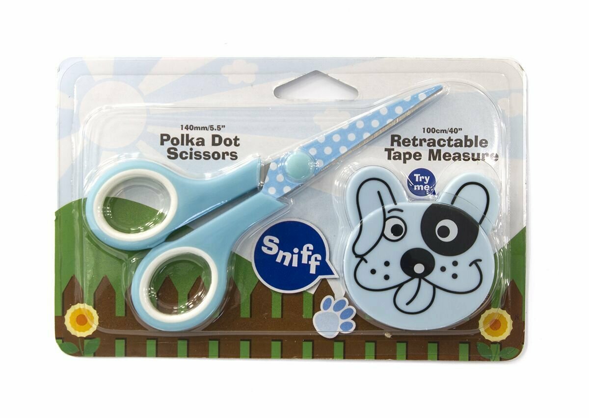 Набор детский Щенки ножницы, сантиметр-рулетка Hemline, Хемлайн (BT4798/DB2)