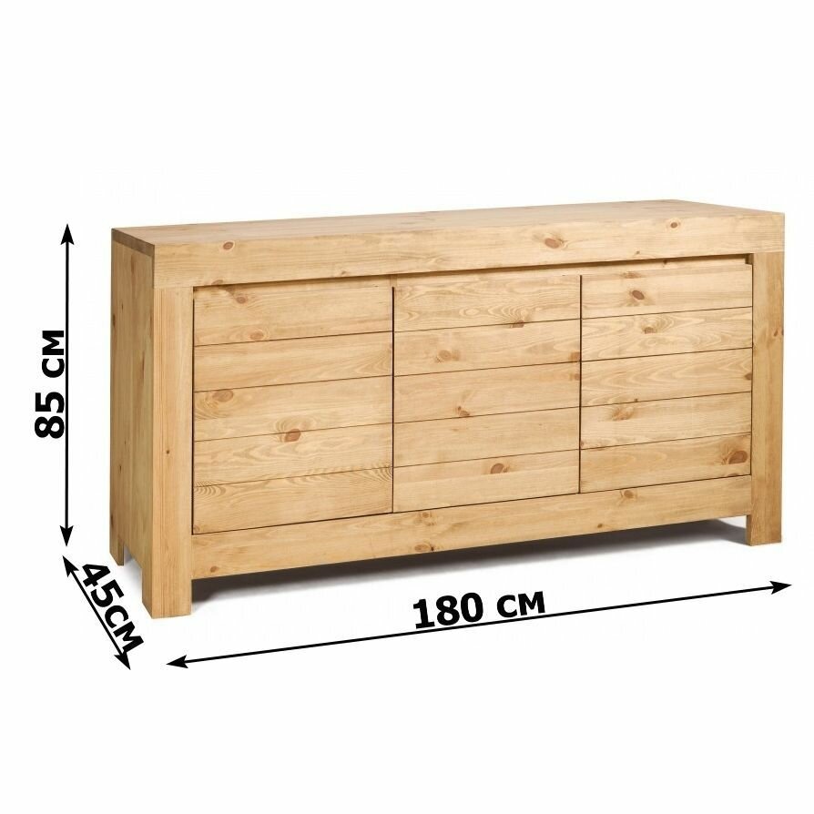 KCB3 Тумба деревянная 3 дверки Прованс Старение/Воск 180х45х85 см