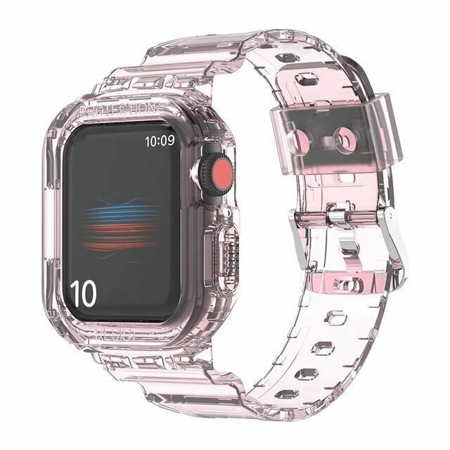 Ремешок для Apple Watch 40/41 mm с защитным бампером Clear Pink