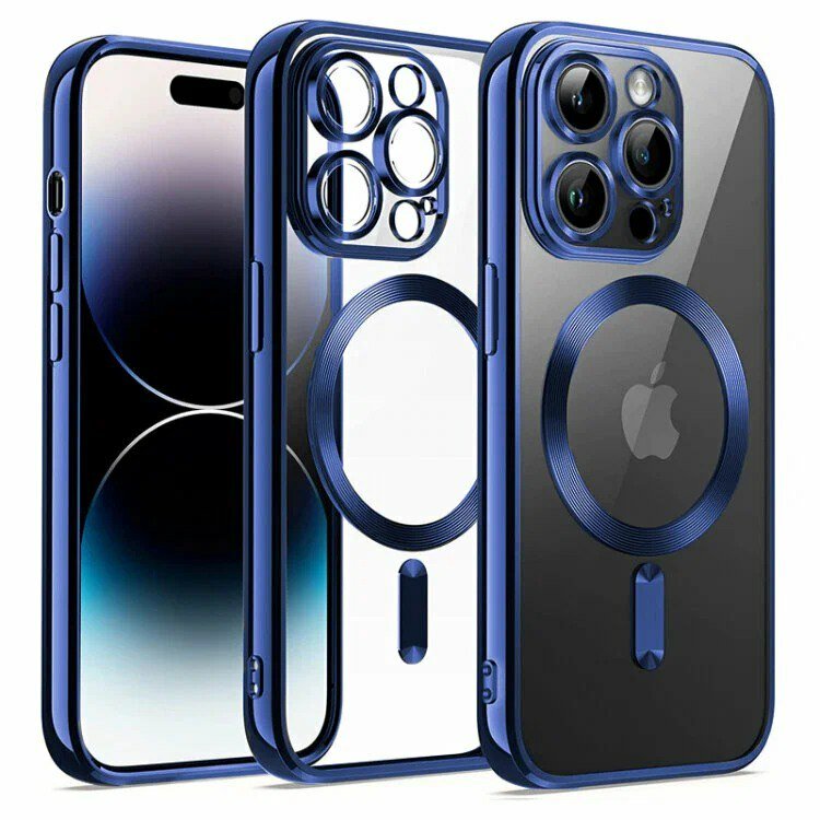 Чехол на iPhone 15 Pro MаgSafe с защитой камеры синий защитный