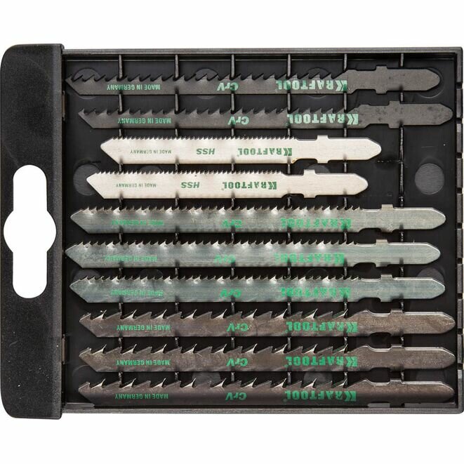 Набор KRAFTOOL Полотна для эл/лобзика, по дереву, ДСП, фанере, мягкому листовому металлу, EU-хвост, 10шт 159590-H10