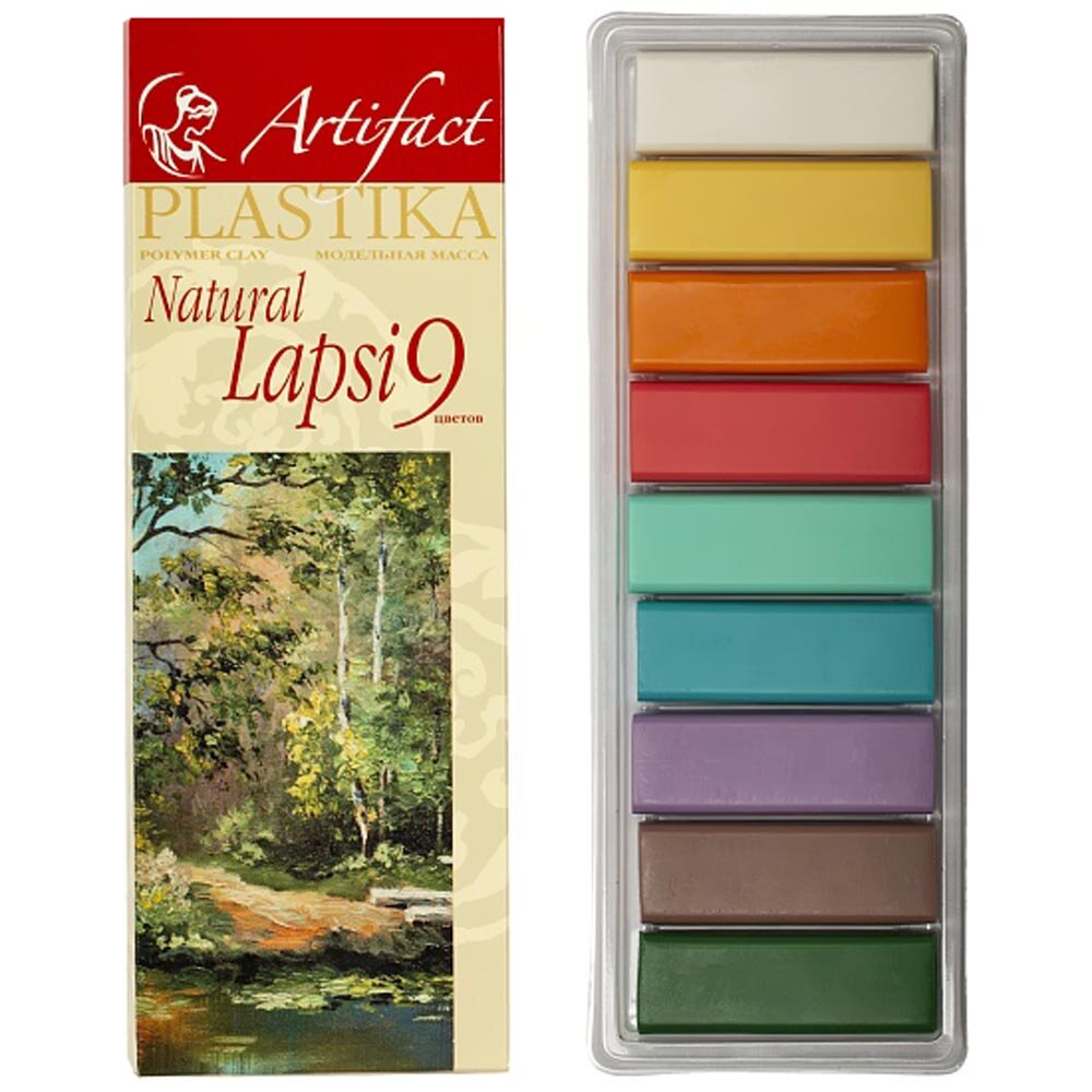 Набор запекаемой пластики Артефакт 7109-88 Lapsi Natural 9 цветов, 180 г, цена за 1 шт.