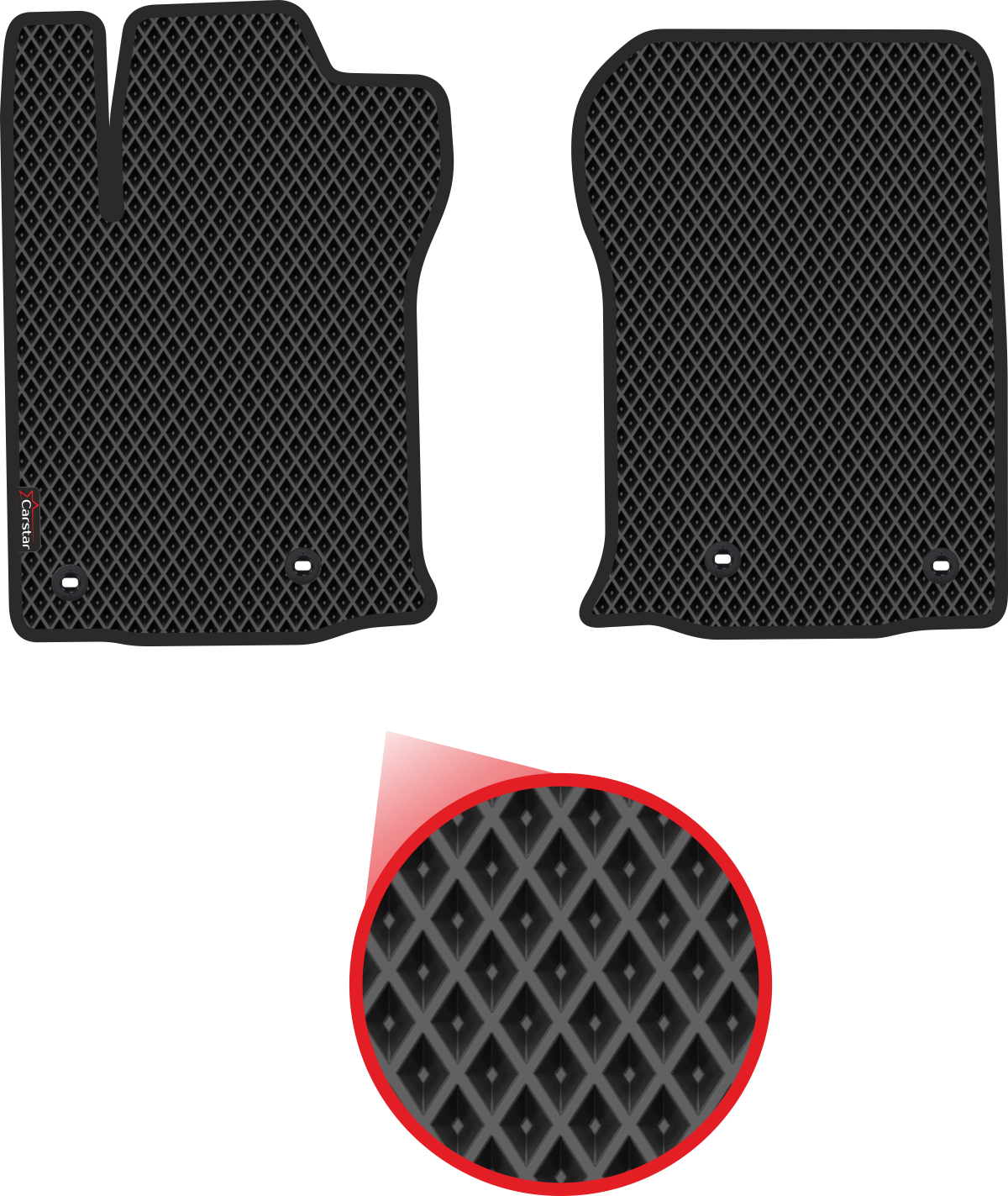 Передние коврики EVA для Lexus GX II 460 рестайл (2013-н/в), чёрные с чёрным кантом, ячейка - ромб