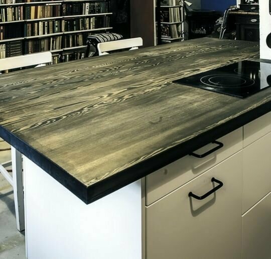 Столешница черная из термодерева массива Лиственницы 1200х600х40