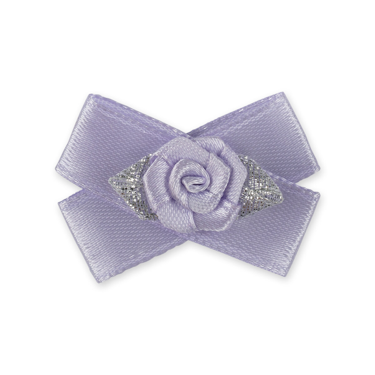 BLITZ Цветок розочка на банте №17 №50 сиреневый-серебро, украшение нарядного образа