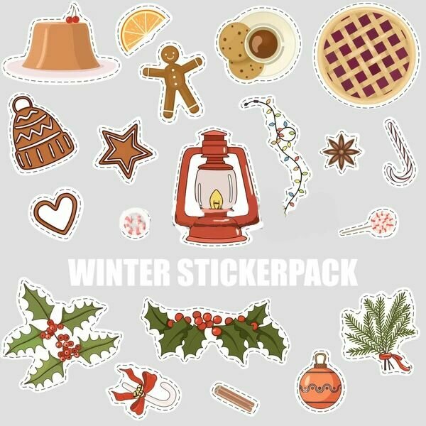 Наклейки стикеры Милые детские новогодние животные