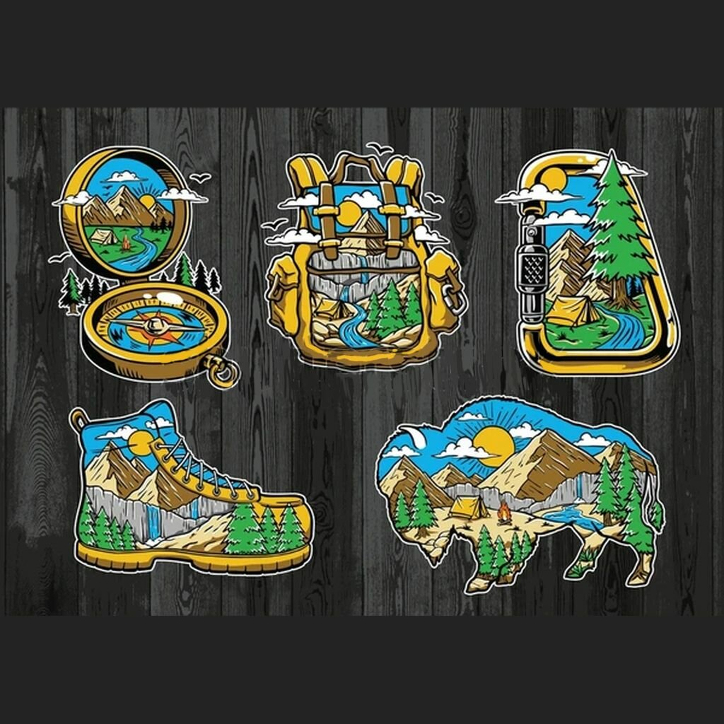 Наклейки стикеры Картина внутри картинки " Путешествие "