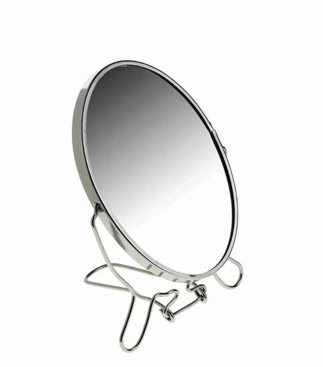 Зеркало настольное в металлической оправе «Модерн» круглое двухстороннее D14 см