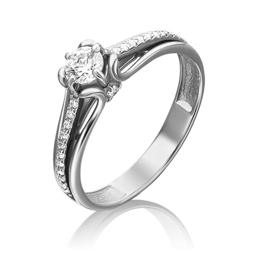 Кольцо, белое золото, 585 проба, фианит