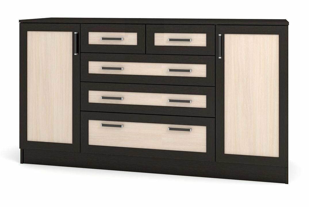 Комод К-11 венге цаво, дуб млечный, рамка квадро, 5 ящиков и 2 дверцы