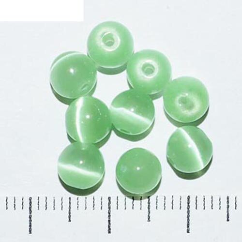Натуральная бусина под Кошачий глаз светло-зеленый 0009002 шарик 6 мм, цена за 30 шт.