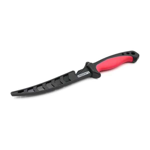 Филейный разделочный нож Следопыт c прорезиненной ручкой в чехле, 150 мм, PF-PK-22