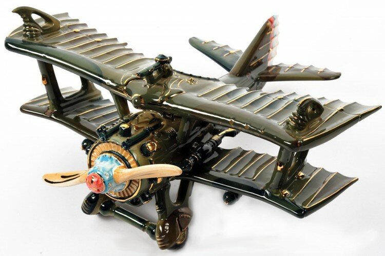 Подарочный штоф "Самолет", цветной с золотом