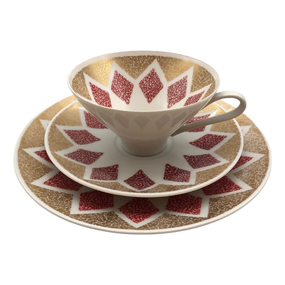 Чайное трио "Ромбы", 1960-1970 гг, фарфор, роспись, Lichte, Германия
