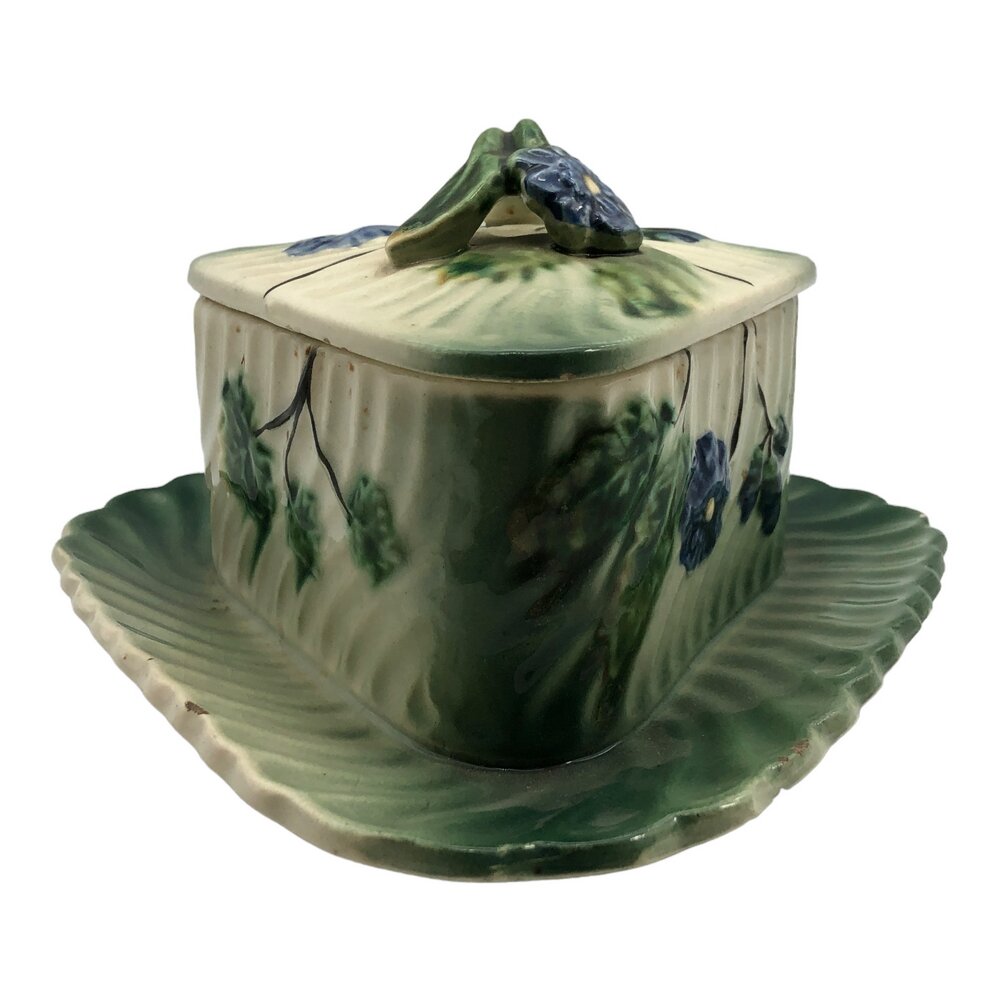 Фарфоровая масленка "Цветок незабудка" 1889-1917 гг, Кузнецов, Российская Империя