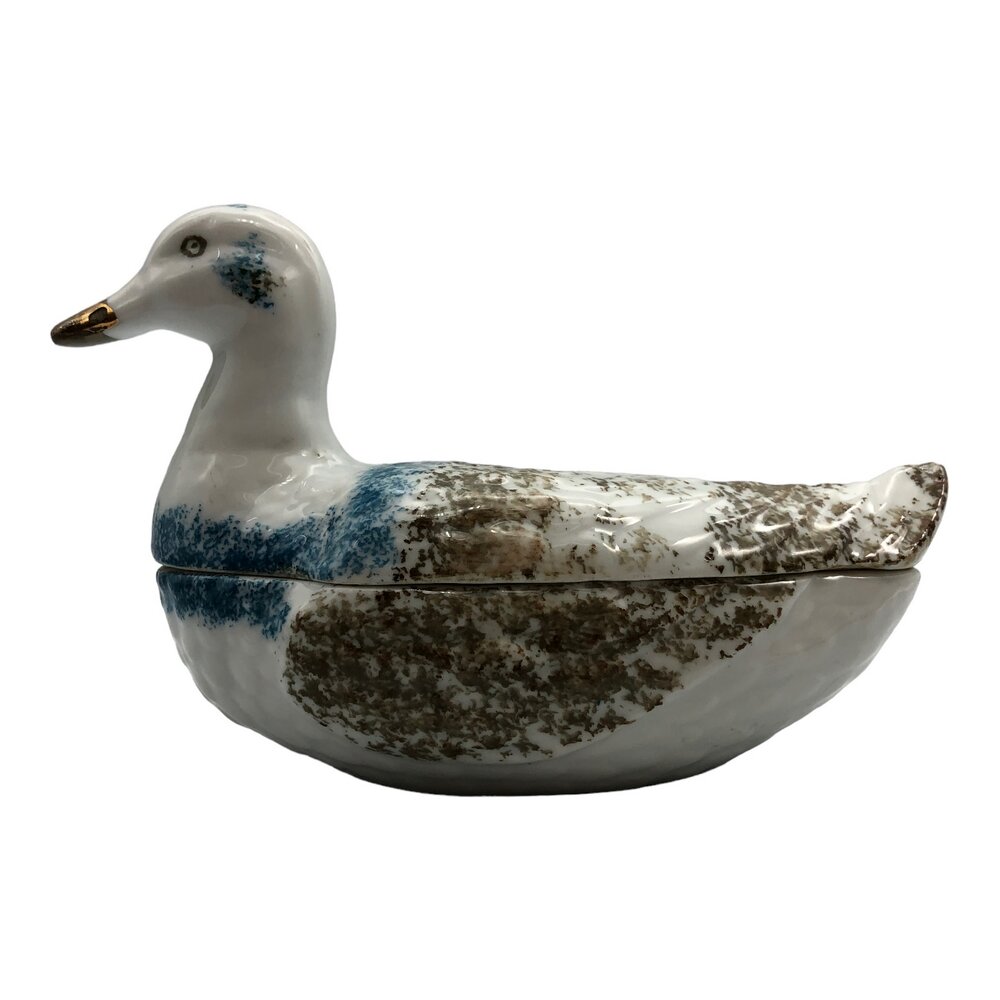 Фарфоровая масленка "Утка" 1889-1917 гг, Кузнецов, Российская Империя