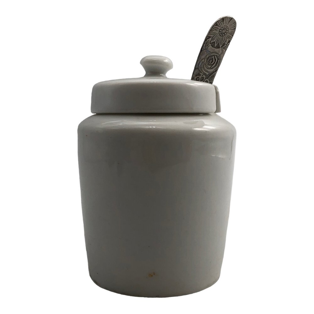 Фарфоровая солонка с ложечкой, 1889-1917 гг, Кузнецов, Российская Империя