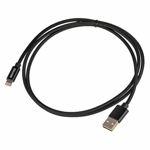 Кабель Lightning (m) - USB (m), 1м, в оплетке, 2.4A, черный