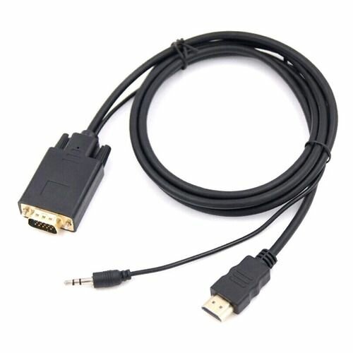 Кабель-переходник аудио-видео PREMIER 5-983AU, HDMI (m) - VGA (m) , 3м, GOLD, черный [5-983au 3.0]