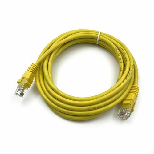 Патч-корд Buro UTP-5E-3M-Y литой (molded), UTP, кат.5E, 3м, 4 пары, 26AWG, алюминий омедненный, многожильный, желтый