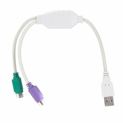 Кабель PREMIER 6-082-PS2, USB 2.0 A(m) (прямой) - PS/2 (f) (прямой), круглое, 0.1м, пакет, серый