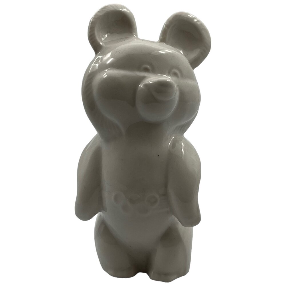 Фарфоровая статуэтка "Олимпийский Мишка", белый, 1978-1982 гг, Южно-Уральский ФЗ, СССР (2)