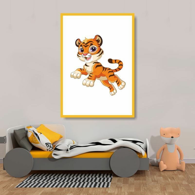 Постер для интерьера на стену Тигр Тип 2 Для Детской Вертикальный 30х40 см в тубусе ПолиЦентр