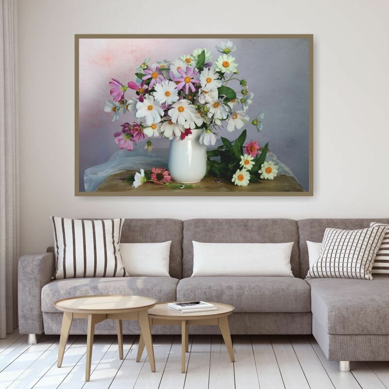 Постер для интерьера Букет Космеи В Вазе 40х30 см в тубусе ПолиЦентр