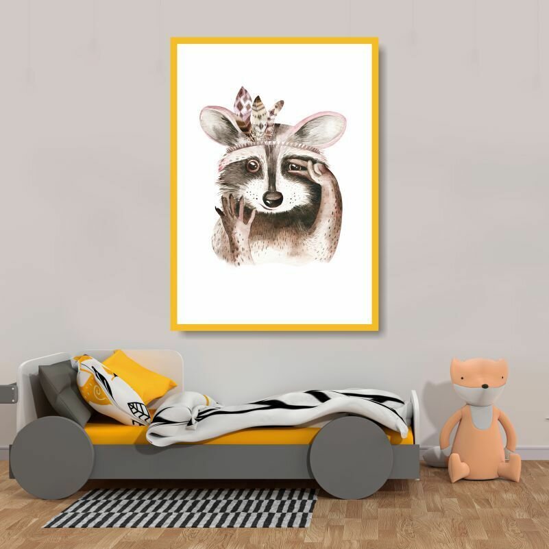 Постер Енот Индеец Для Детской Вертикальный 30х40 см в тубусе ПолиЦентр