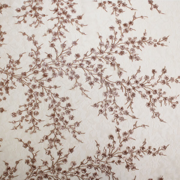 Вышивка с пайетками Ткани-100, рельефный узор, плательная, длина 1 м, ширина 1.4м