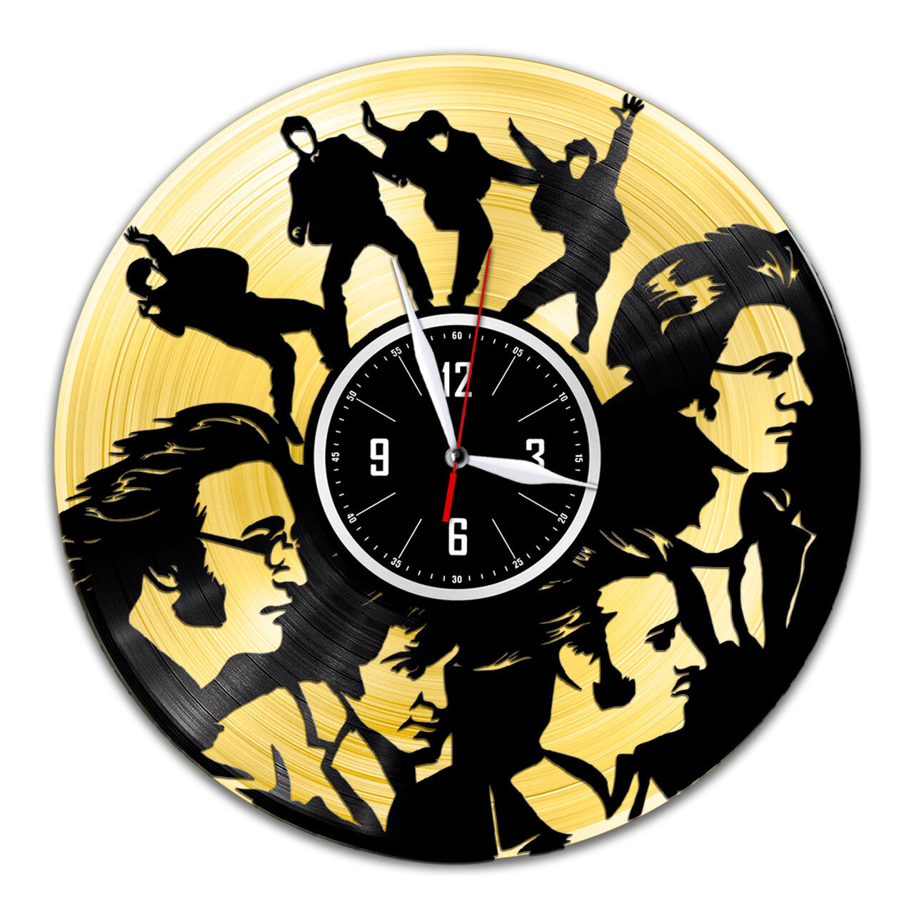 The Beatles - настенные часы из виниловой пластинки (с золотой подложкой)