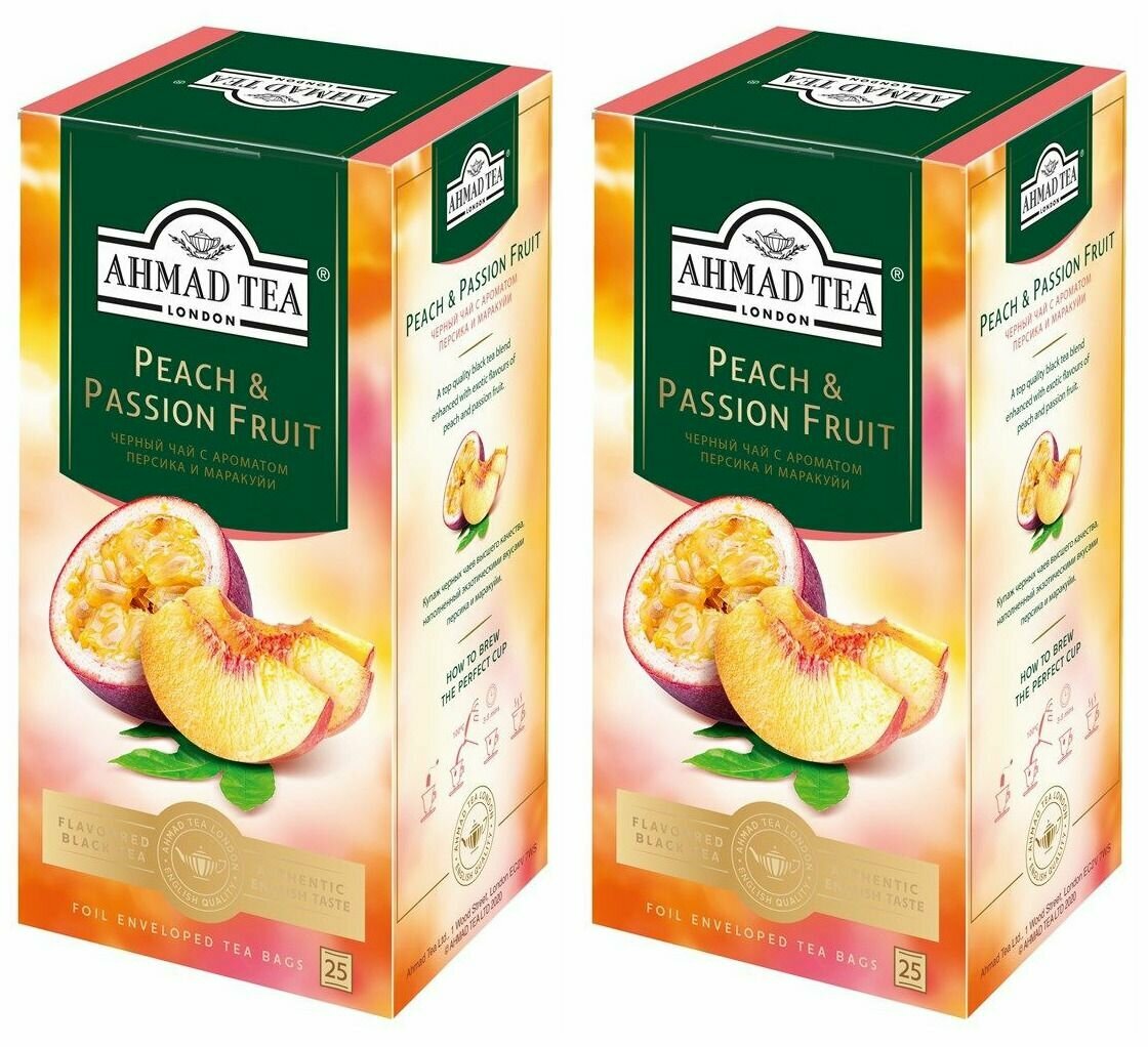 Ahmad Tea Чай Персик-Маракуйя черный 25 пакетиков,2 шт/