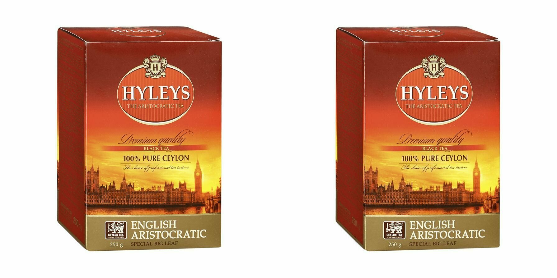 HYLEYS Чай листовой Английский Аристократический, особо крупный лист, черный, 250 г, 2 шт