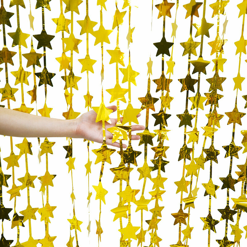 Занавес фольгированный Звезды золотые 100х200 см