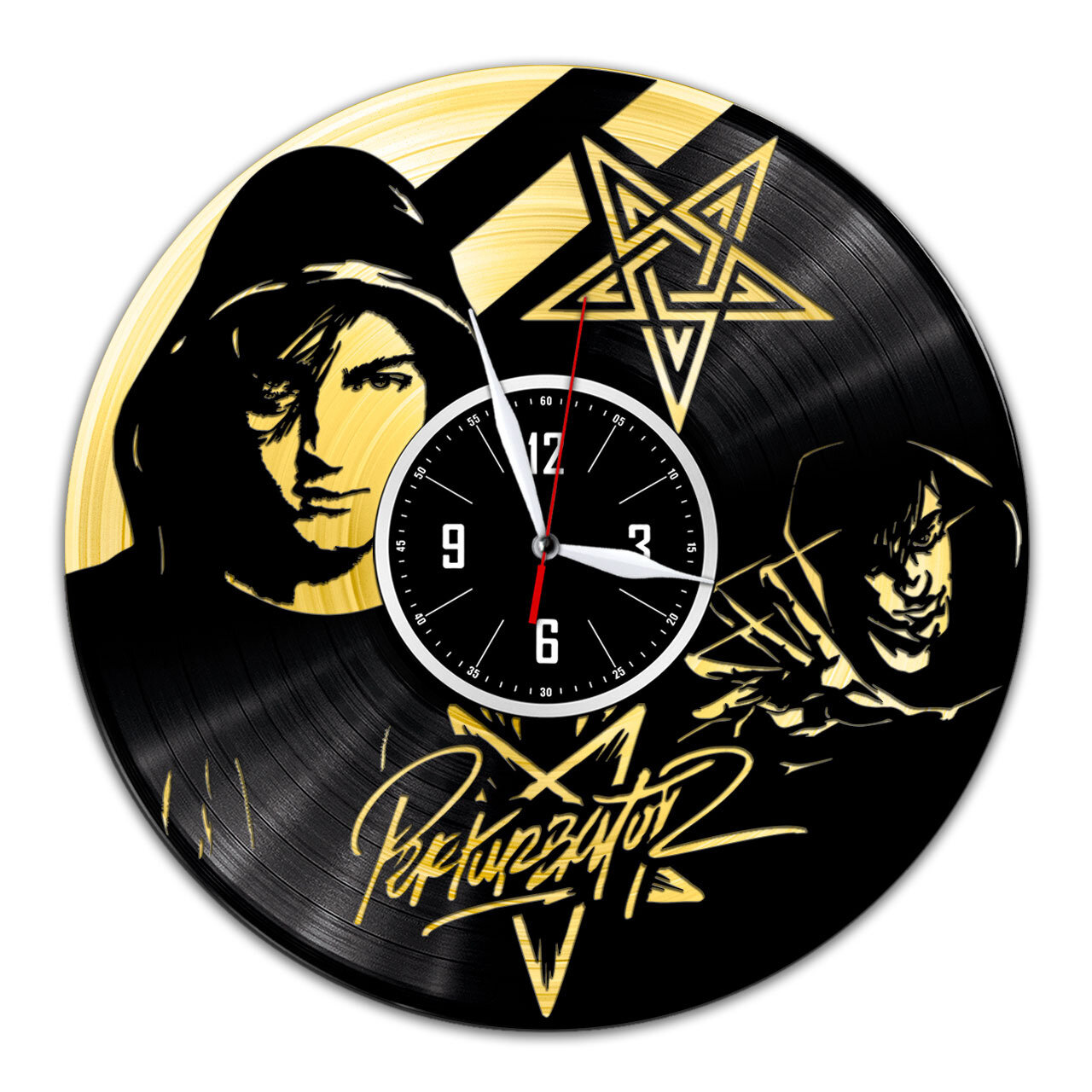 Perturbator - настенные часы из виниловой пластинки (с золотой подложкой)