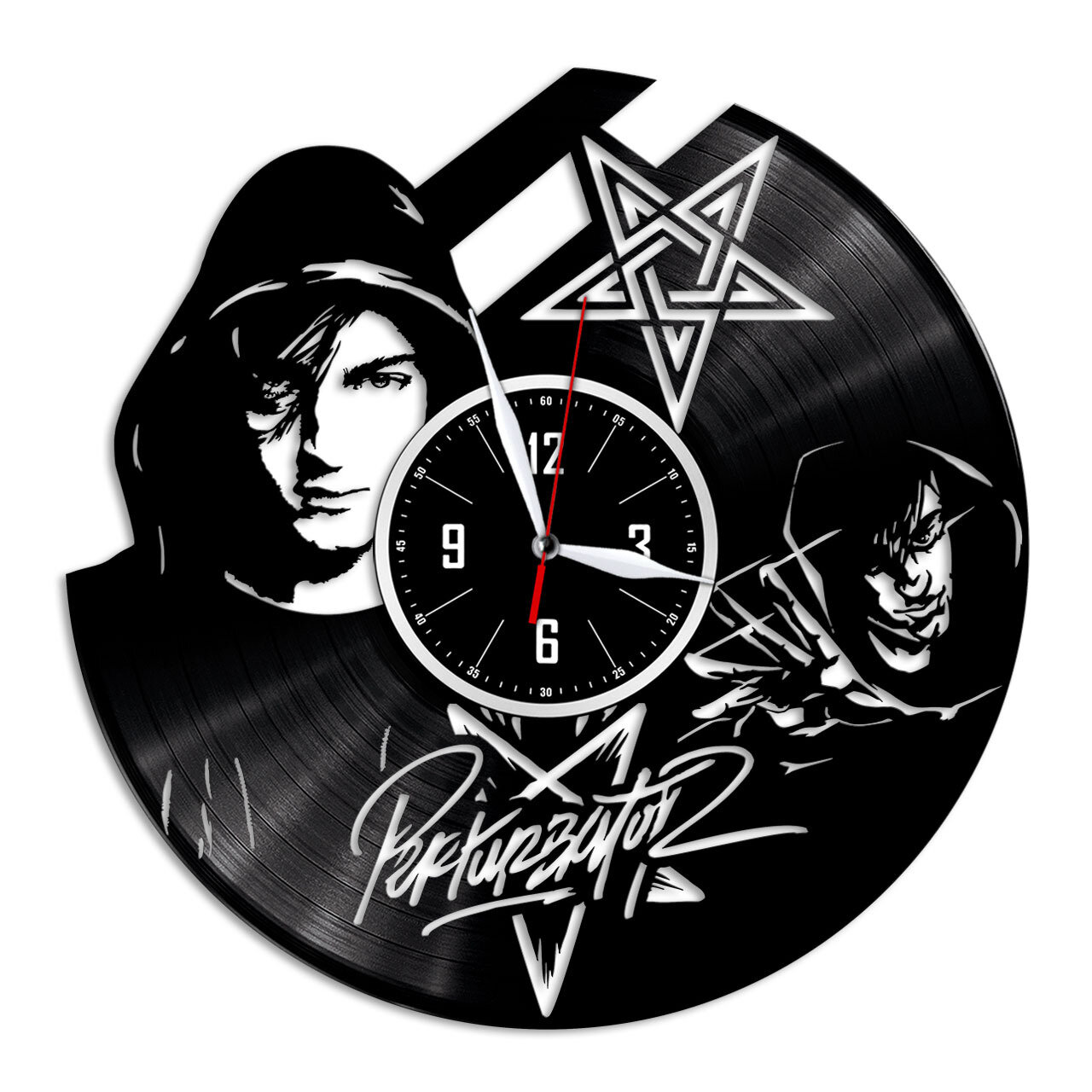Perturbator - настенные часы из виниловой пластинки, диаметр 30 см