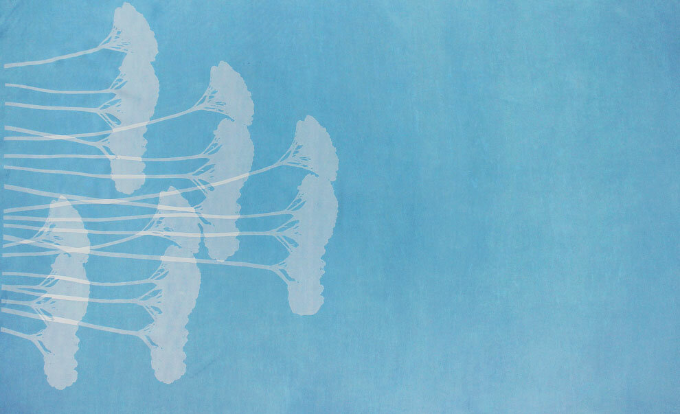 Ткань Ткани-100 "Купра", 100 % купра, растительная тематика, отрез, 1х1,4 м