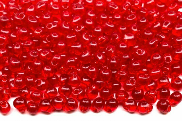Бисер MIYUKI Drops 3,4мм #0140 красный, прозрачный, 10 грамм