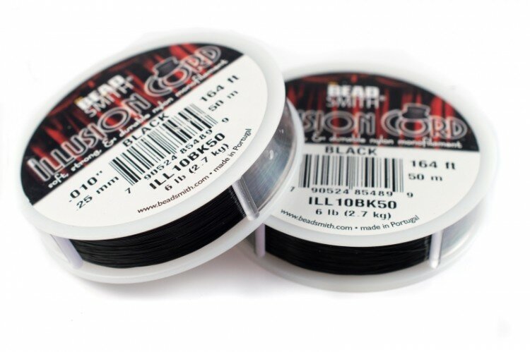 Леска для бисера ILLUSION CORD, диаметр 0,10" (0,25мм), длина 50м, цвет черный, 1032-039, 1шт