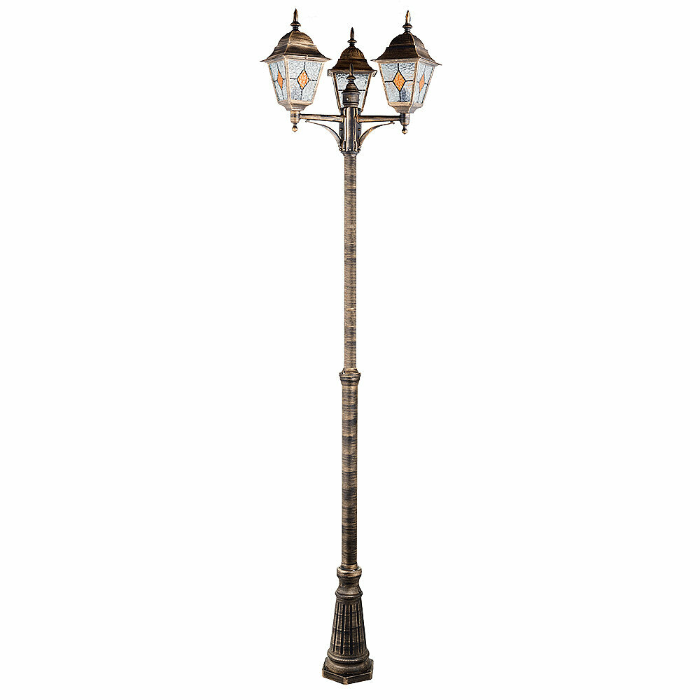 Столб фонарный уличный Arte Lamp Madrid A1542PA-3BN, E27, кол-во ламп:3шт, Коричневый