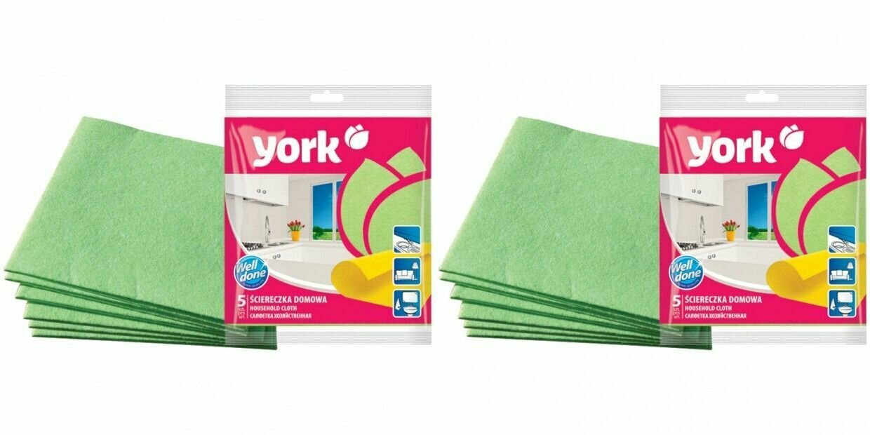 Салфетки хозяйственные, York, сухие, 5 шт, 2 уп