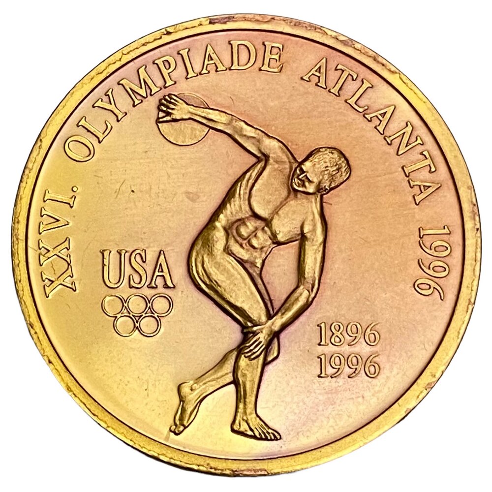 США, настольная медаль "100 лет Олимпийскому движению. Дискобол" 1996 г.