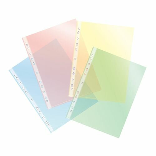 Папка-вкладыш Бюрократ глянцевые, А4+, 30мкм, 50шт, ассорти [-013color]