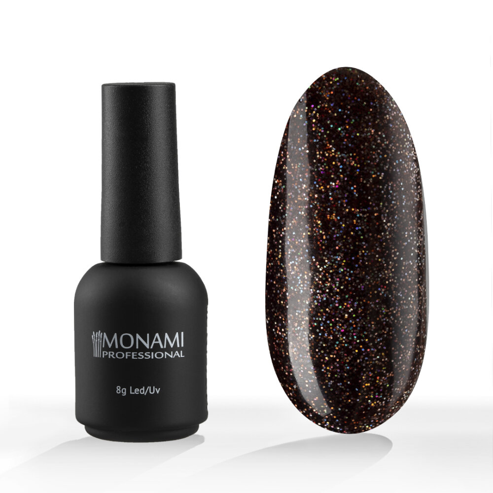 Гель-лак Monami Hermione 8 г коричневый с большим количеством голографических блёсток